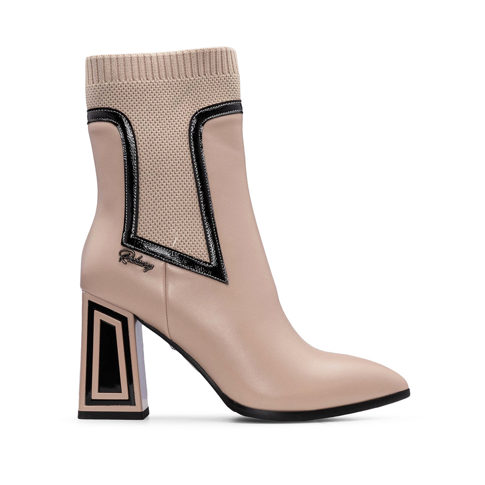 Botim Salto Alto Mulher Bege – Manuel Alves